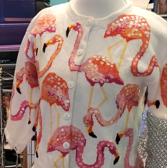 Design Options | Sweaters | Sequin Embellished Novelty Flamingo ...